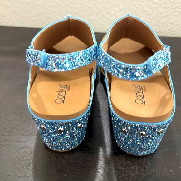 Corkys | Shoes | Corkys Carley Light Blue Chunky Glitter Wedge | Poshmark